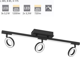 Eglo Lampe &agrave; spot Cardillio 2 LED en satin en plastique 3x3,2w 2x3,3w 3000K L: 38,5 cm B: 8,5 cm H: 17,5 cm