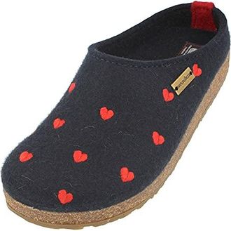 Haflinger Grizzly Cuoricini 741031 Chaussons Femme, Pointure:39 EU, La Couleur:Bleu