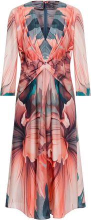 Alberta Ferretti Seidenkleid mit Blumen-Print - Blau