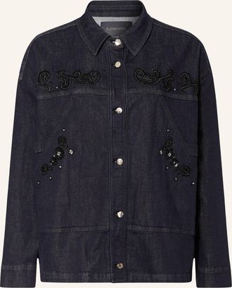 Elena Miro Elena Miro Jeansbluse Mit Schmucksteinen Und Pailletten blau