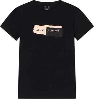 A|X Armani Exchange Femme, Tops, Noir, Taille: 42 FR Logo T-shirt