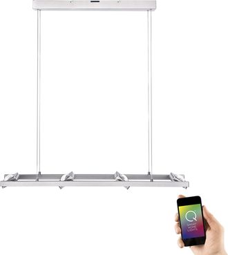 Paul Neuhaus Q-Fisheye, LED Pendelleuchte, 8-flammig, dimmbar mit Fernbedienung, Alexa-f&auml;hig, Smart Home, H&auml;ngelampe, RGB-Farbwechsel, warmweiss, drehbar, stahl