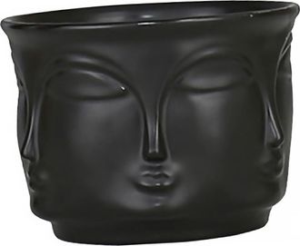 NUOBESTY Blumentopf mit M&auml;nnergesicht Design Kleiner Schwarzer Keramik Sukkulenten Pflanztopf mit Matter Oberfl&auml;che Platzsparend f&uuml;r B&uuml;ro und Zuhause