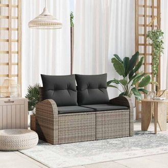 vidaXL Gartensofa mit Kissen Grau 124 x 62 x 69cm Poly-Rattan Vidaxl