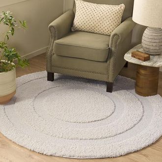 Safavieh Zottelig Teppich f&uuml;r Wohnzimmer, Esszimmer, Schlafzimmer - Florida Shag Collection, Hoher Flor, Creme und Creme, 122 X 122 cm