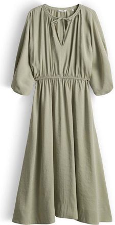 OPUS Midikleid Worty mit zarter Raffung elastisches Gummi am &Auml;rmelsaum, Nahttaschen in der Seite