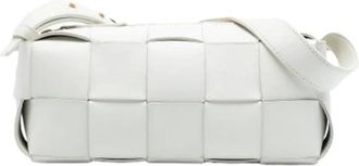 Bottega Veneta Sac bandouli&egrave;re en cuir dagneau tress&eacute; Pre-owned - Femme - Pre-owned - Blanc - Taille: ONE Size