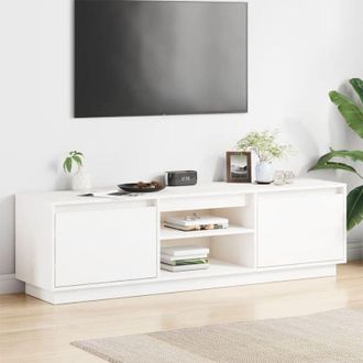 vidaXL Vidaxl - TV-Schrank Wei&szlig; 140x35x40 cm Massivholz Kiefer