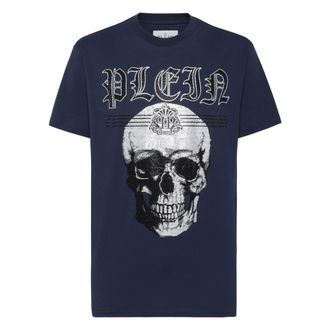 Philipp Plein Homme, Tops, Bleu, Taille: L T-Shirt Col Rond Tatouage