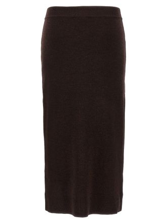 Victoria Beckham Womens Brown Wool Midi Skirt