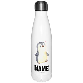 Mr. & Mrs. Panda Personalisierte Thermosflasche Pinguin Tourette - Geschenke, Ticstörung, Mit Trinkverschluss Und Namen, Syndrom, Tics, Thermoflasche Personalisiert, G
