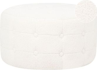Beliani Pouf TAMPA Bouclé Weiß