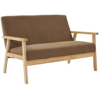 Sweeek Sweeek - Banquette canap&eacute; 2 places en bois et tissu velours c&ocirc;tel&eacute;. Isak. l 114 x p 69.5 x h 73cm Velours c&ocirc;tel&eacute; Taupe
