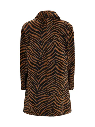 P.A.R.O.S.H. Womens Leopard Print Coat Fantasia Marrone Lamb Ovis Aries