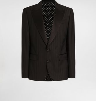 Dolce & Gabbana Pekin Wool Jacquard Single-breasted Sicilia Light Jacket - Mann Anz&uuml;ge Und Blazer Schwarz 52
