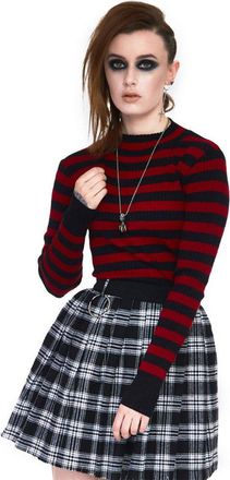 Jawbreaker Strickpullover Menace Red And Black Stripe Strickpullover Goth Punk Grufti