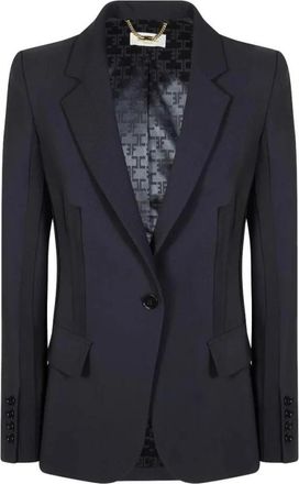 Elisabetta Franchi Femme, Vestes, Noir, Taille: 42 FR Double Stretch Crepe Blazer
