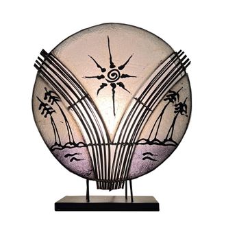 Simandra Deko-Leuchte Stimmungsleuchte Stehleuchte Tischleuchte Tischlampe Bali Asia PALME klein 36 cm Color Wei&szlig;