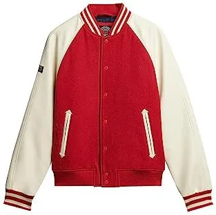 Superdry College Bomber Jacket Veste, Rouge (Varsity Red), L Homme