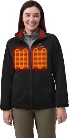 Ororo Veste polaire chauffante pour femme avec fermeture &eacute;clair int&eacute;grale avec batterie externe USB-C, jusqu&agrave; 10 heures de chaleur, Noir, M