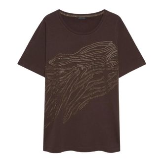 Fiorella Rubino T-Shirt aus Baumwolle mit Hotfix-Zebramuster - - Tops - Damen - Braun - XL