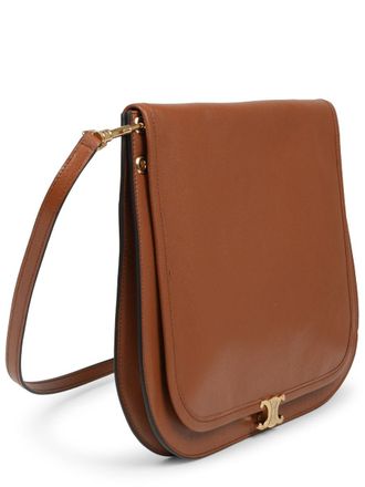 Celine Womens Shoulder Bag Besace Triomphe Brown Leather Lamb