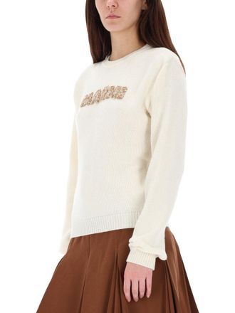 Marni Logo-Embroidered Virgin Wool Sweater - Ivory