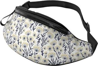 Generic Gecko Noir Et Blanc, L&eacute;zard, Fleur Sacs Banane Unisexe Sac Banane R&eacute;glable Fanny Pack Pour Cyclisme Shopping Ext&eacute;rieur 14X35Cm