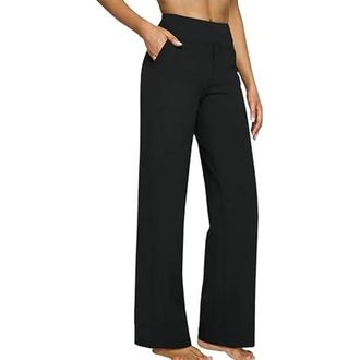 Generic Lumilift Pantalon de travail/yoga pour femme Taille haute avec poches Ample Stretch Robe Pantalon de surv&ecirc;tement d&eacute;contract&eacute;, Noir, XXL