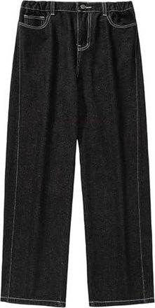 Generic Jean Y2K pour Homme, Style Vintage, Jambes Larges, Coupe Droite, en Denim Noir, Taille XX Large, Coupe Ample, Style Streetwear d&eacute;contract&eacute;
