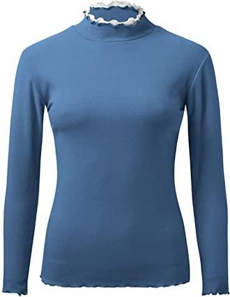 Generic sous Pull Femme Haut Thermique Femme sous Pull Thermique Femme Doux Glamour Haut Thermique Imprim&eacute; Col Rond Doubl&eacute; Polaire Top Confortable Et Tendance