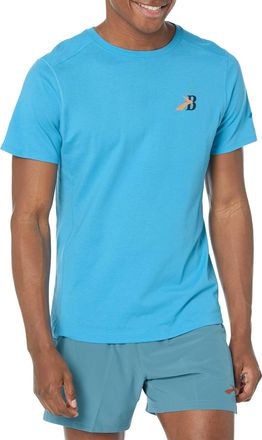 Brooks 211453488 Distance Short Sleeve 2.0 T-Shirt Herren Htr Azure Blue Größe 35