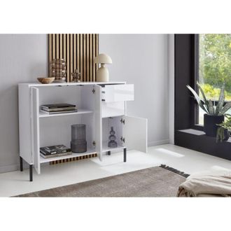 BMG M&ouml;bel BMG M&ouml;bel Kommode Mailand 10, grifflos, Holzf&uuml;&szlig;e, Wei&szlig;/ Artisan, Wei&szlig; hochglanz