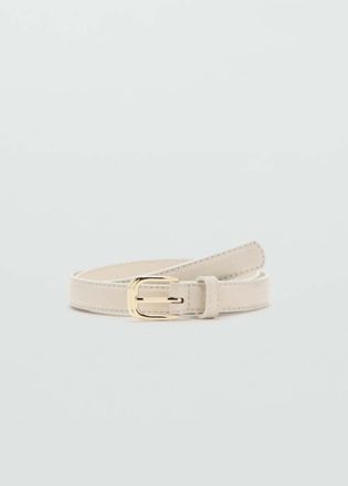 Mango Ceinture fine effet cuir croco &eacute;cru - Femme - XL - MANGO