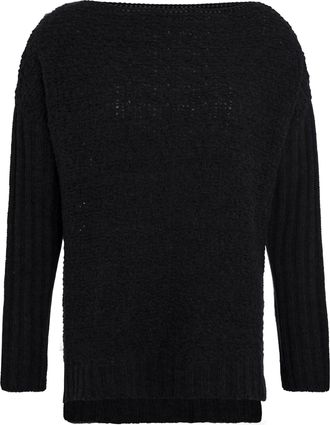 Knit Factory Emily Damen Strickpullover - Herbst und Winter Pulli - Pullover mit breiteren Kopfausschnitt und Lange &Auml;rmeln - F&auml;llt locker und weit - Schwarz - 40/4