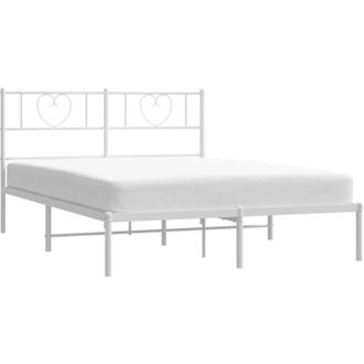 vidaXL Bettgestell mit Kopfteil Metall Wei&szlig; 140x200 cm Vidaxl