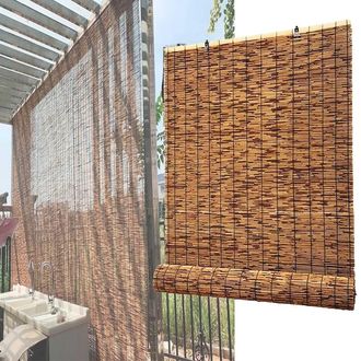 Generic Lichtfilter-Rollo Outdoor Wetterfest Rollos Außenrollo Natural Schilf Vorhang Breite 60 70 80 90 100 110 130 150cm Sichtschutz Garten Sonnenschutz Vor