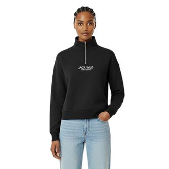 Jack Wills Honeylane Sweatshirt f&uuml;r Damen, mit halbem Rei&szlig;verschluss (Schwarz)