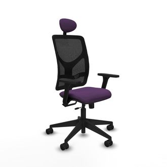 Piqueras y Crespo Sicherheitsstuhl mit 3D-Armen, h&ouml;henverstellbarer Lendenwirbelst&uuml;tze und festem Kopfteil, ausgestattet mit Syncro/Traslack und Schneideschaum, Schwarz