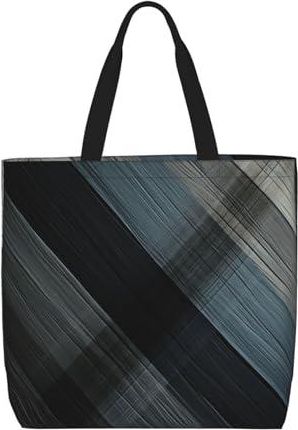 Generic Lignes &Agrave; Carreaux Gris Sac Fourre-Tout R&eacute;utilisable Tote Bag Grand Sac Fourre Tout Pour Travail Universit&eacute; Quotidienne