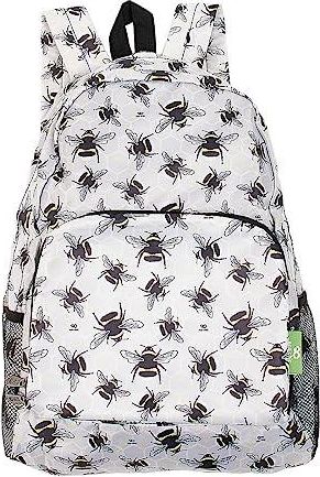 Eco Chic Sac à dos pliable léger | Sac à dos durable résistant à leau | Se replie dans une pochette pour le rangement (Bourdons Gris)