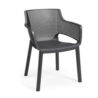 Keter Elisa Chair, 6er Set Gartenstuhl, Wetterfest, stapelbar, Polypropylen, Graphit, Maße pro Stuhl (B/T/H): 53 x 61,5 x 78,4 cm, Sitzhöhe: 43,3 cm