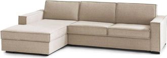 Talamo Italia Schlafsofa Adima, Ecksofa, 100% Made in Italy, Sofa mit Drehöffnung, Linke Containerhalbinsel, mit schmalen Armlehnen, Cm 260x95h90, Beige - Talamo