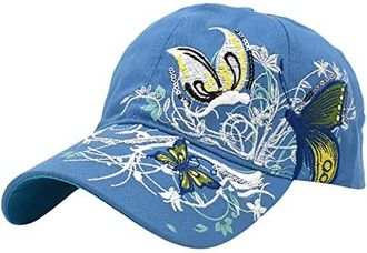 Generic Casquette de baseball avec broderie papillon pour femme, bleu, Taille unique
