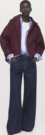 Mango Trench court crois&eacute; &agrave; capuche grenat - Femme - M - MANGO