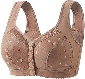 Generic Soutien-gorge 2026 pour femme avec fermeture avant plus ancienne, sans armatures, confort pour personnes &acirc;g&eacute;es, pratique, respirant, caf&eacute;, 66