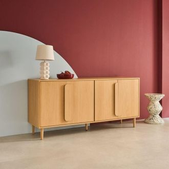 Sweeek Buffet vintage d&eacute;cor bois de ch&ecirc;ne 4 portes 160cm - Juliana