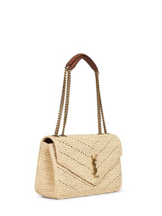 Saint Laurent Womens Shoulder Bag Loulou Medium Beige Raffia