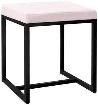 Clp Sitzhocker Barci I Moderner Hocker | Hochwertiger Polsterhocker mit schwarz pulverbeschichteten Eisengestell, Farbe:Creme, Material:Stoff