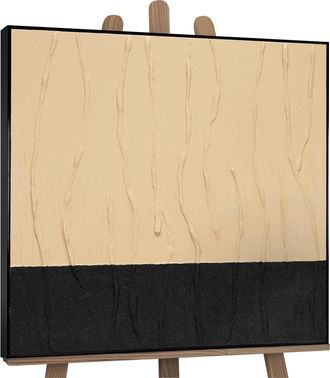 Yohji Yamamoto Art Luxus Abstrakt Acryl Gem&auml;lde auf Leinwand Samt handgemalt Wandbilder Wohnzimmer modern Wohndekor schwarz braun Bild quadratisch echte Kunst 100x10